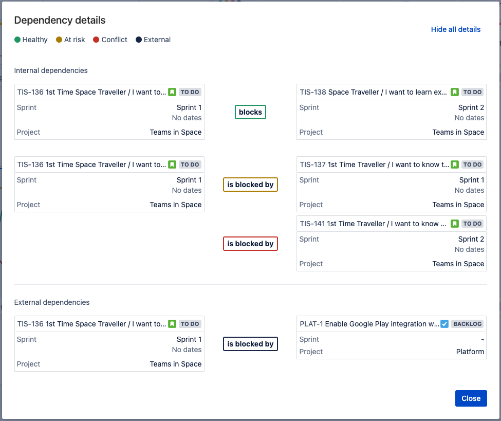 Dependency lines: issue links on the User story map | Easy Agile Help Center